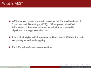 Advanced Encryption Standard Latex Beamer Class Presentation | PPT