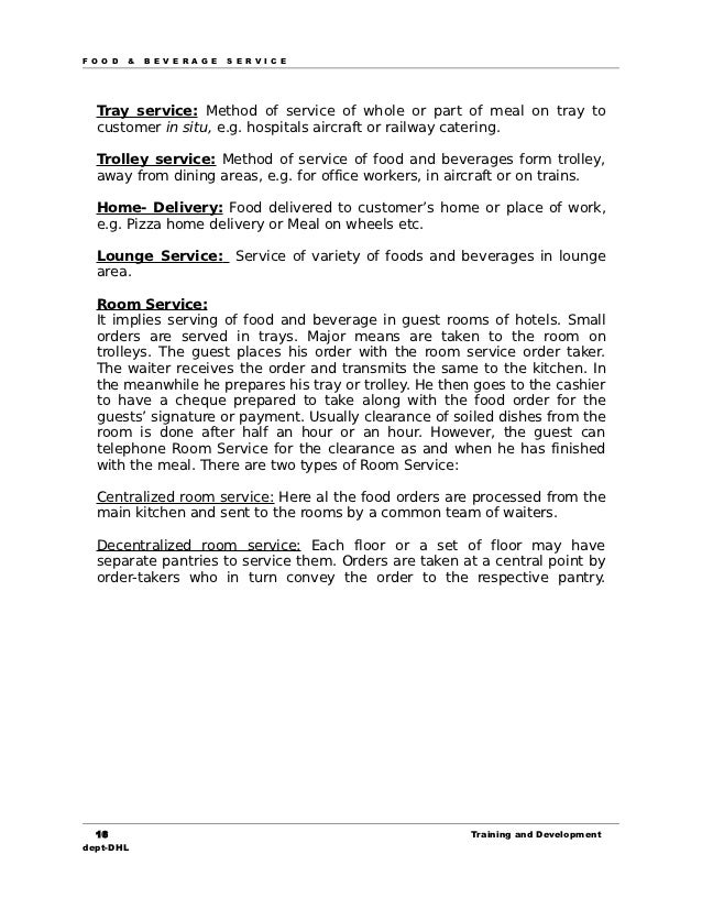 Manual For Food and Beverage Service: Manual For Food and Beverage ...