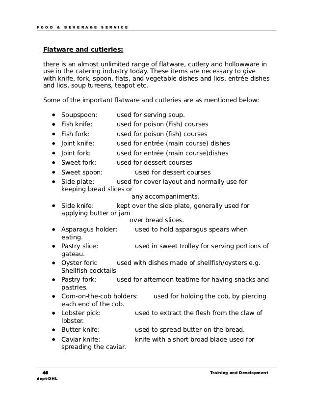 Manual For Food and Beverage Service: Manual For Food and Beverage ...