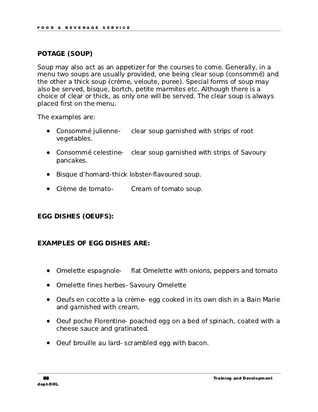 Manual For Food and Beverage Service: Manual For Food and Beverage ...