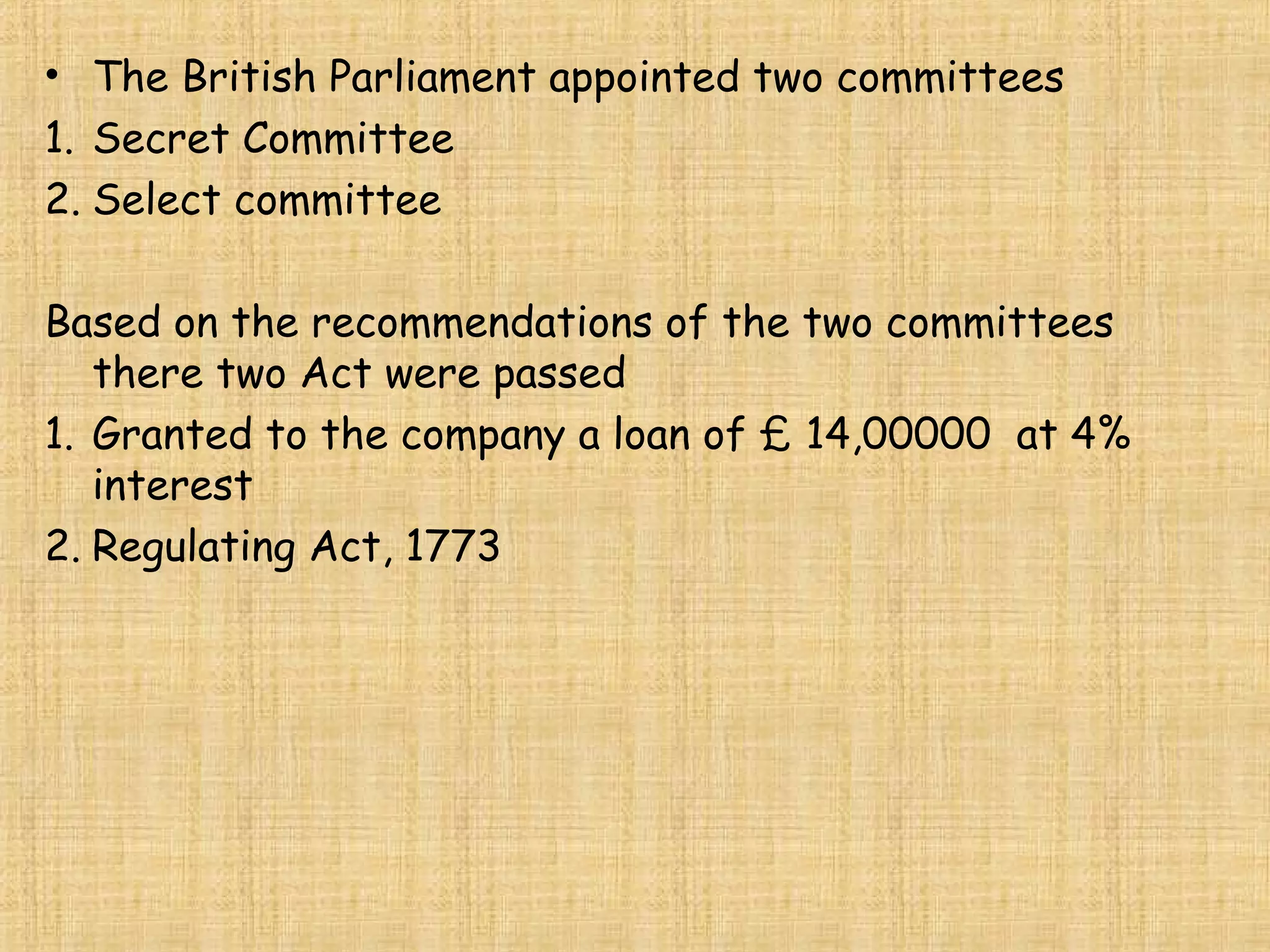 1773 regulating act with case | PPT