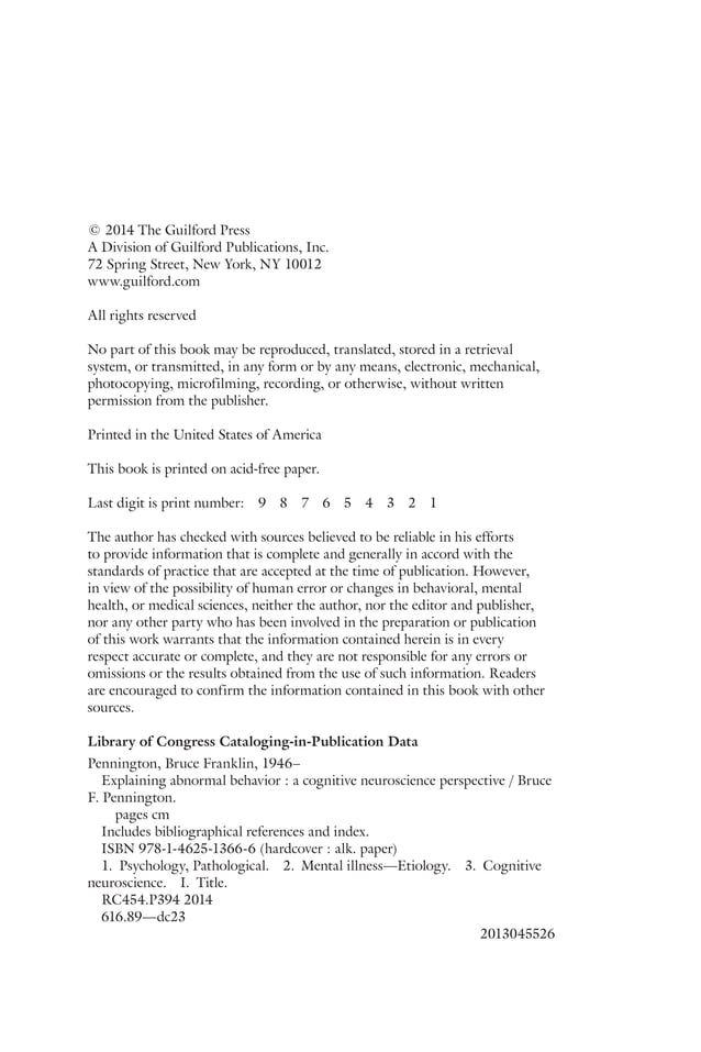 Explaining Abnormal Behavior A Cognitive Neuroscience Perspective ...
