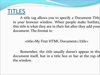 static dynamic html tags | PPT | Web Design and HTML | Internet