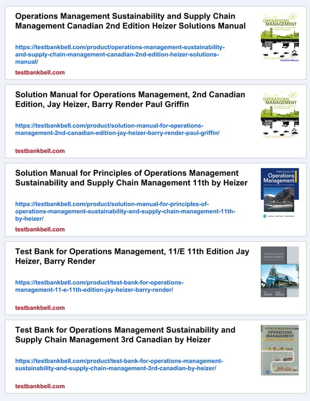 Solution Manual for Operations Management: Sustainability and Supply ...