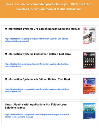 M Information Systems 3rd Edition Baltzan Test Bank | PDF