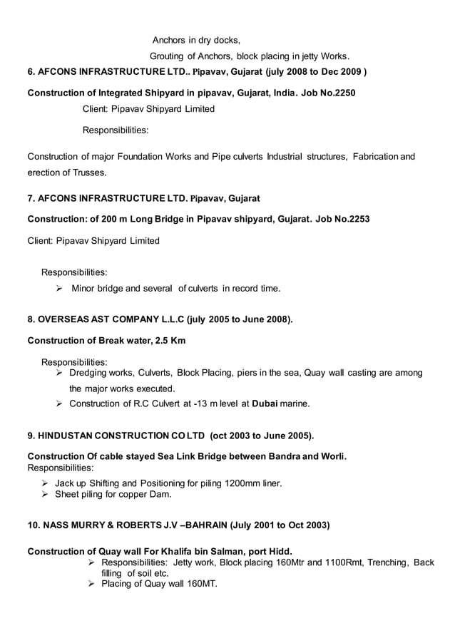 RESUME INAMDAR | DOCX | Civil Engineering Industry | Industries