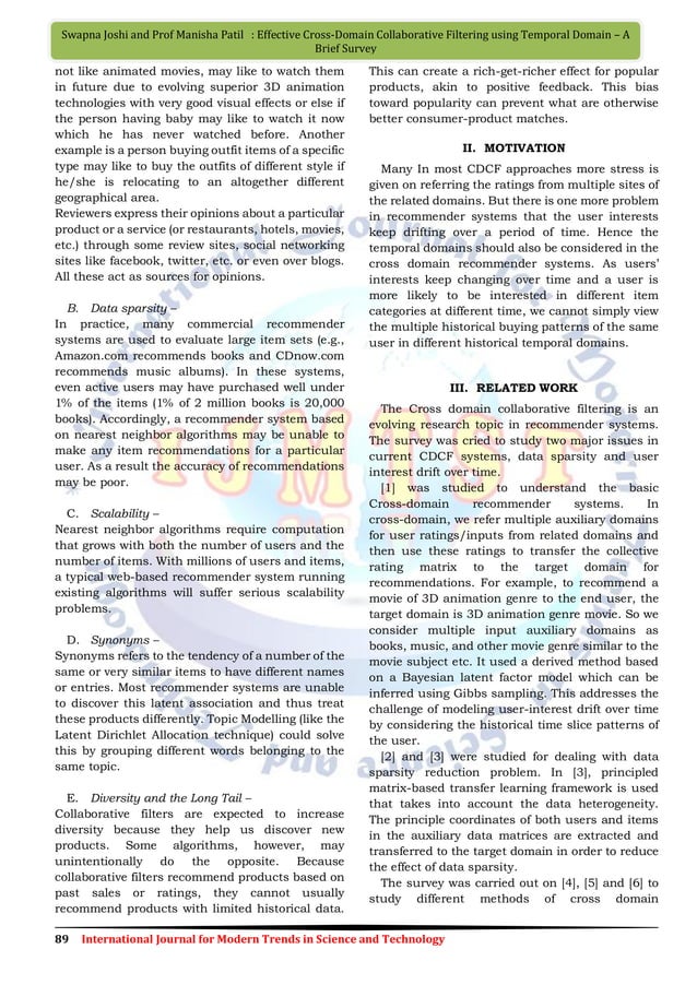 Effective Cross Domain Collaborative Filtering Using Temporal Domain A Brief Survey Pdf