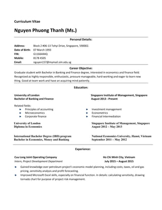 CV Thanh Eng (SING) | PDF