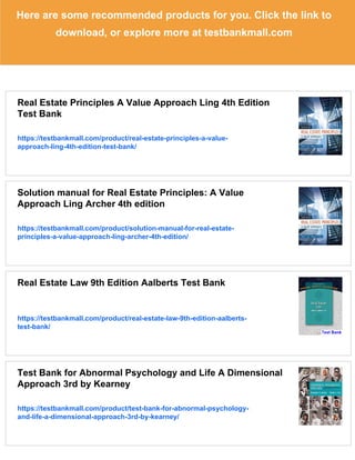 Test Bank for Real Estate Principles: A Value Approach 5th Edition | PDF