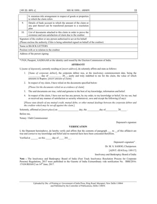 Format of Form F IBBI Latest Resolution | PDF