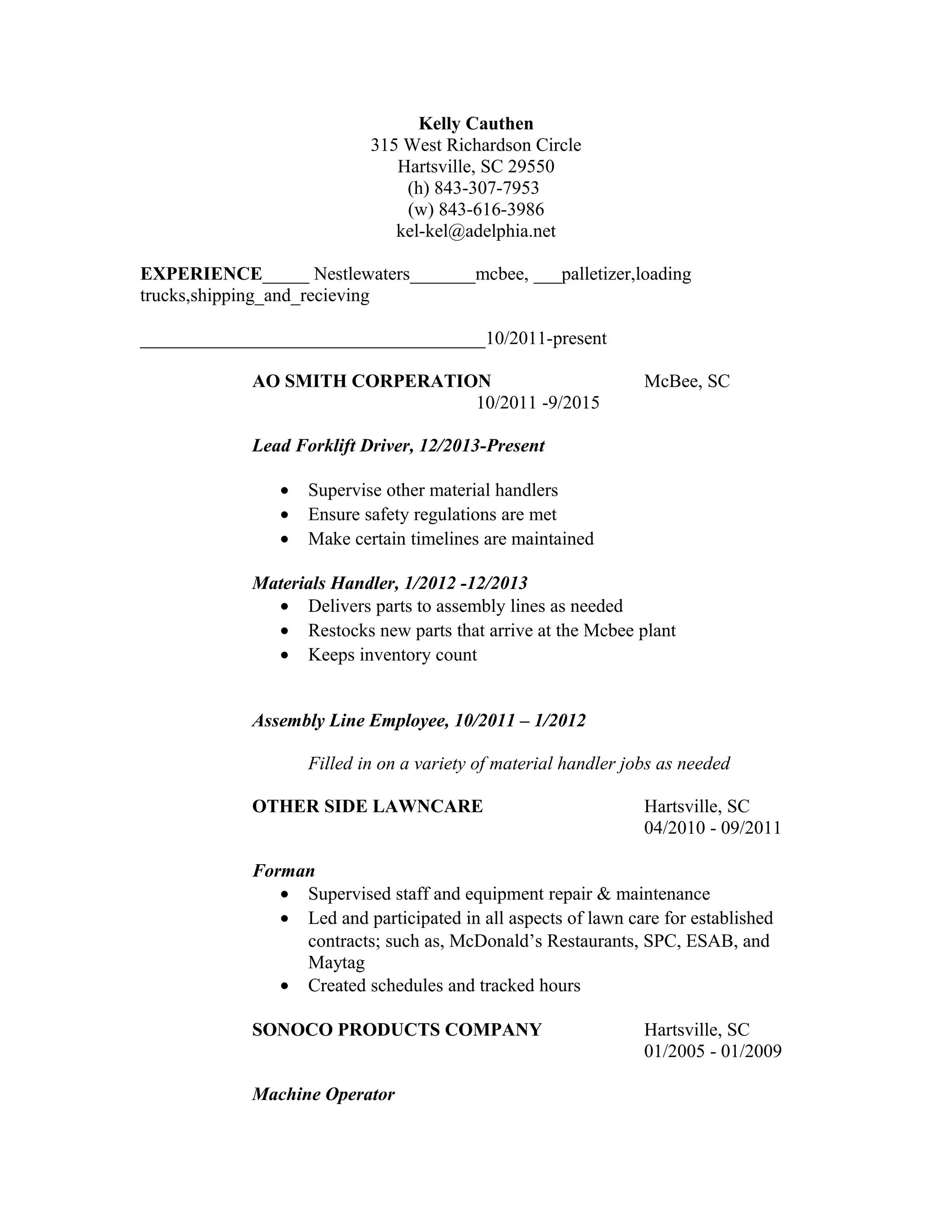 Kelly Cauthen Resume May. 2015 | DOC
