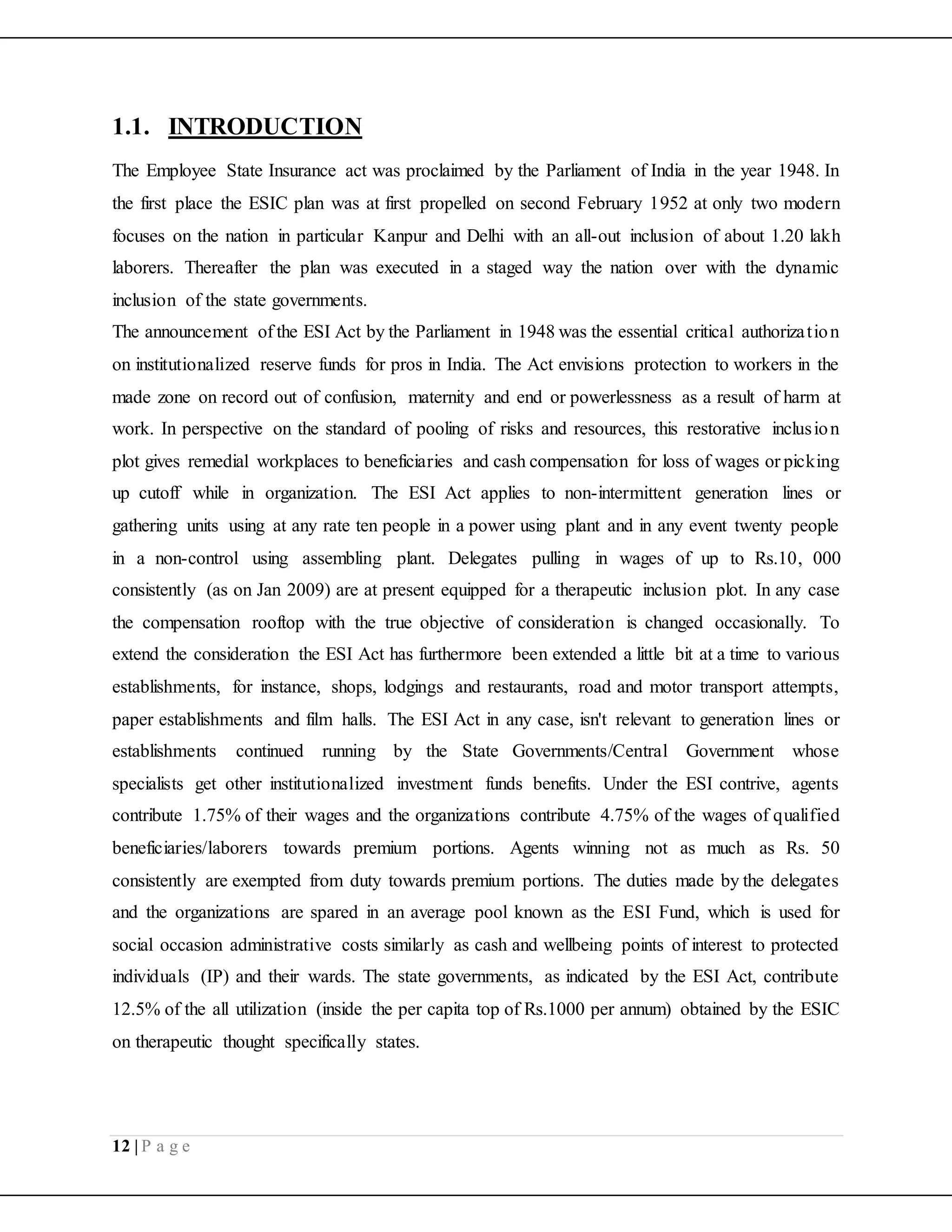 A Study on Awareness About the benefit of ESI Act With the special ...