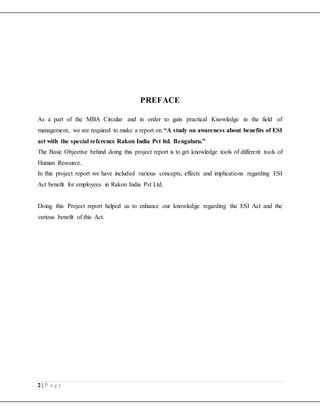 A Study on Awareness About the benefit of ESI Act With the special ...