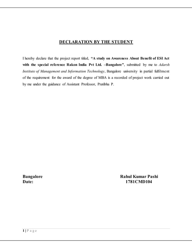 A Study on Awareness About the benefit of ESI Act With the special ...