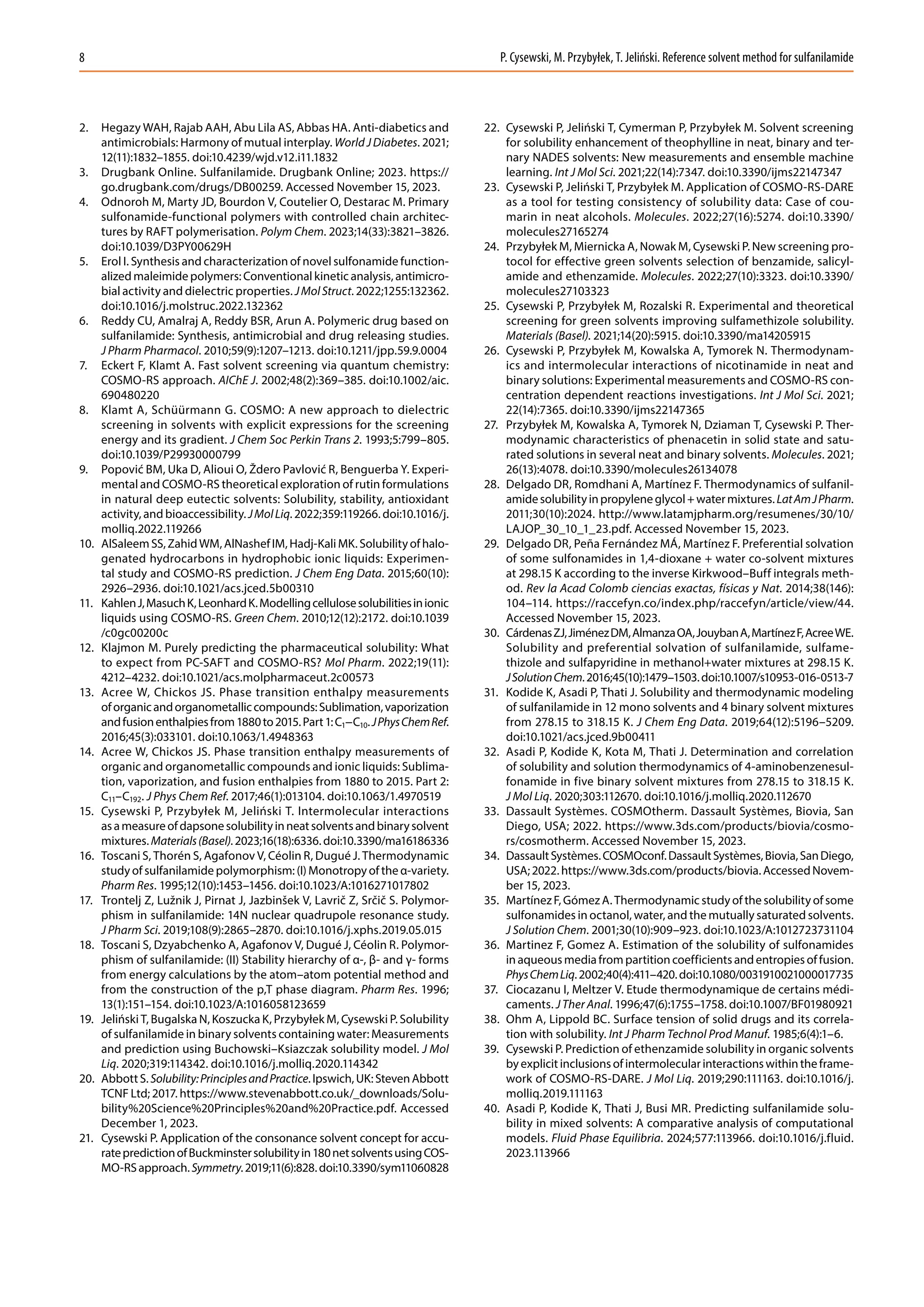Predicting Sulfanilamide Solubility In The Binary Mixtures Using A