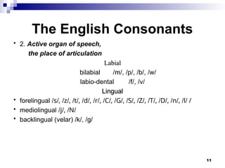 The classification of speech sounds of English | PPT