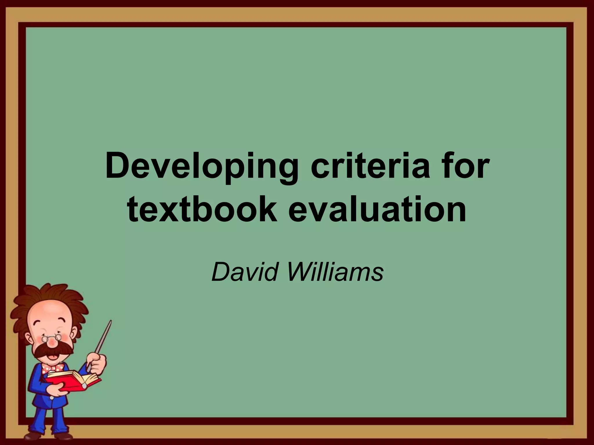 CRITERIA FOR TEXTBOOK EVALUATION | PDF