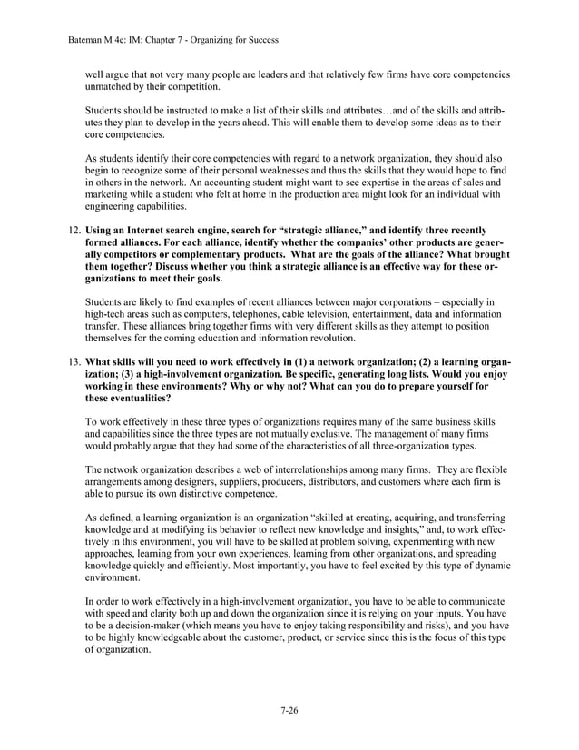 M Management 4th Edition Bateman Solutions Manual | PDF