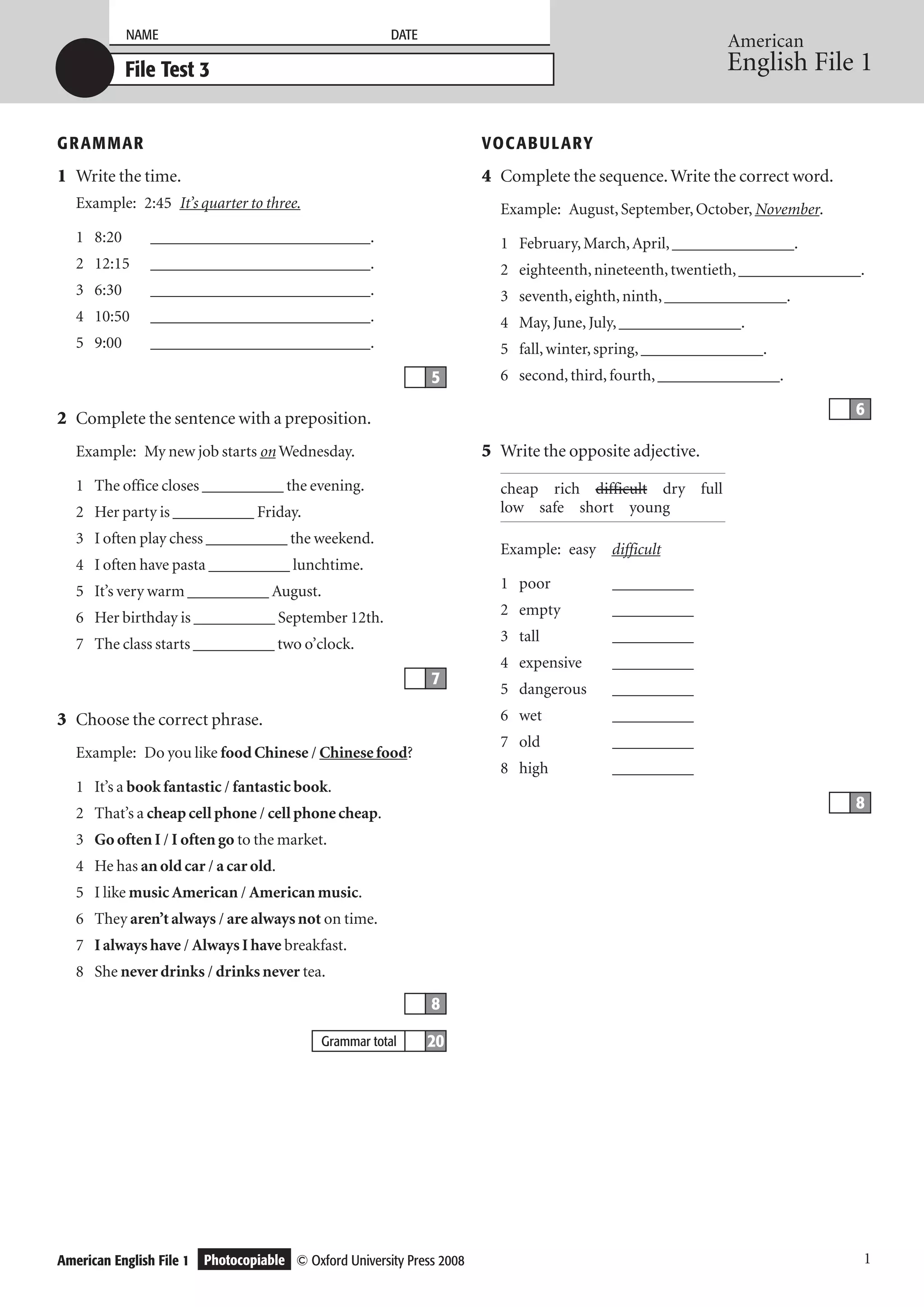 american english-1-file-test-3 | PDF