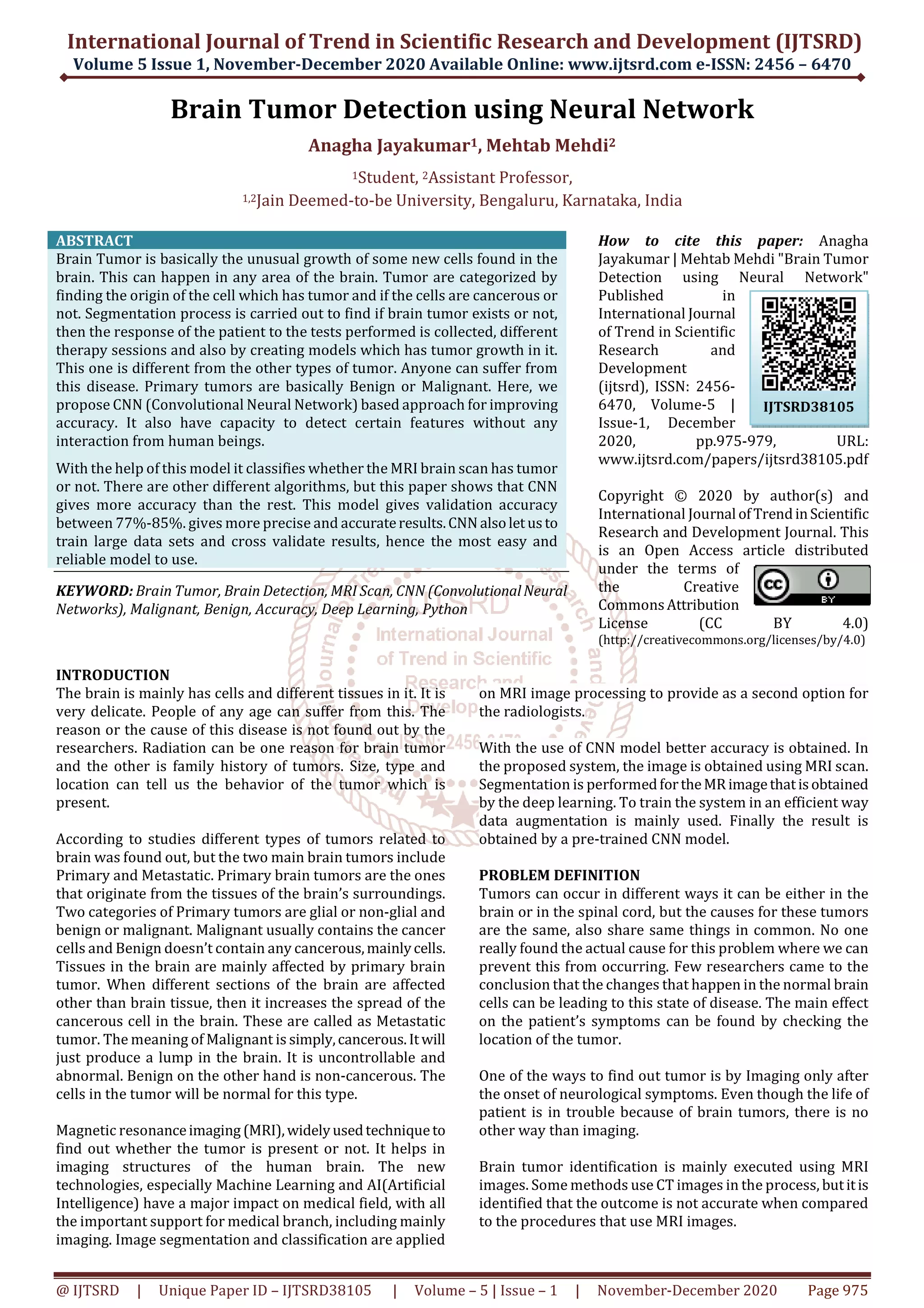 Brain Tumor Detection using Neural Network | PDF
