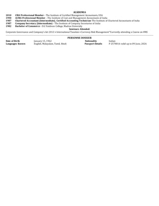 Profile and CV CMA Haridas K Warrior | DOCX | Business Accounting ...