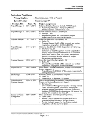 Dimick, Glen Resume_Summary_July 2016 | DOC | Civil Engineering Industry | Industries