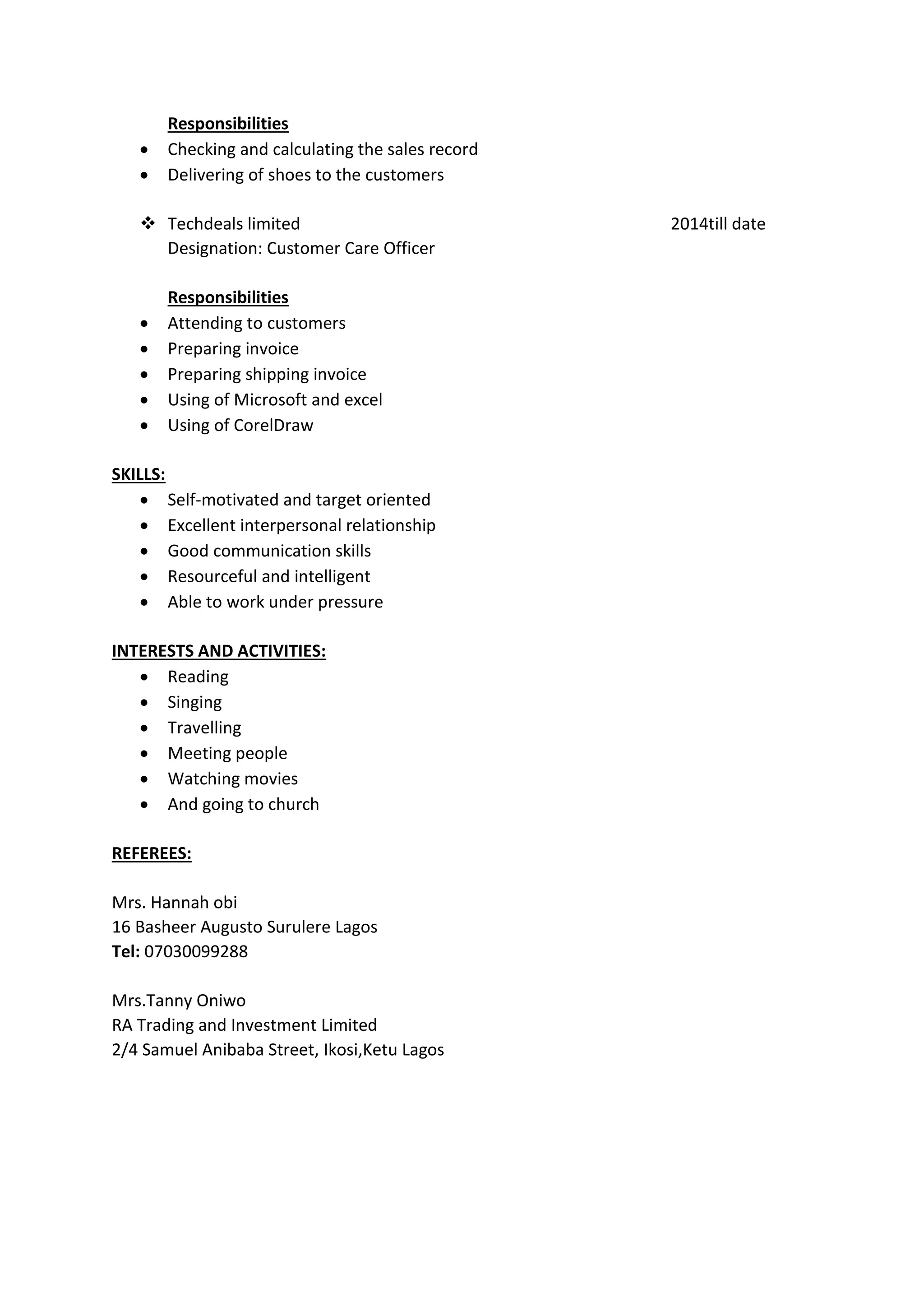 lilian's new CV | PDF | Business and Finance