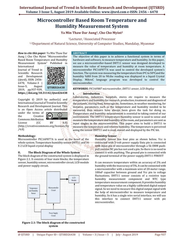Microcontroller Based Room Temperature and Humidity Measurement System | PDF