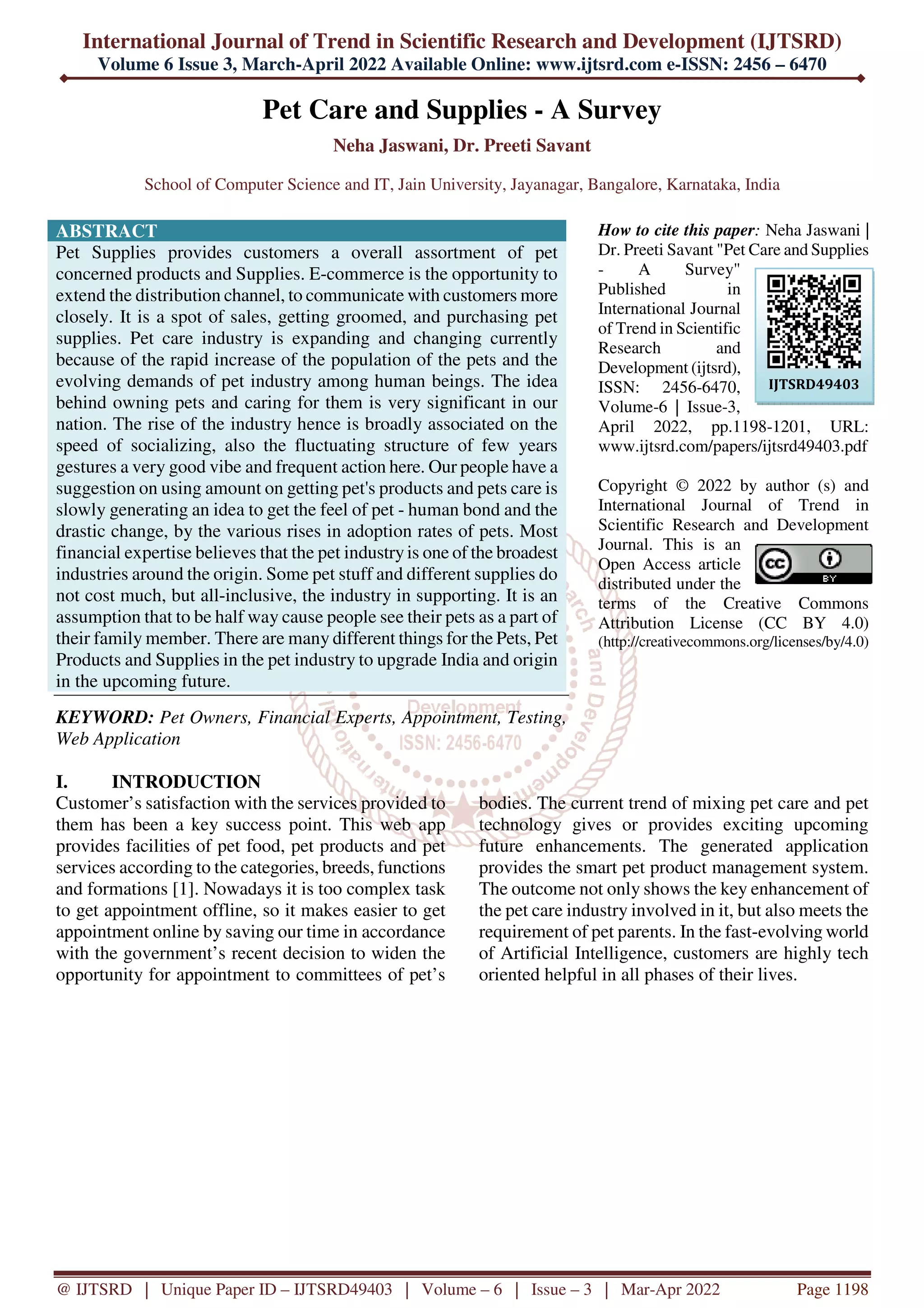 Pet Care and Supplies A Survey | PDF