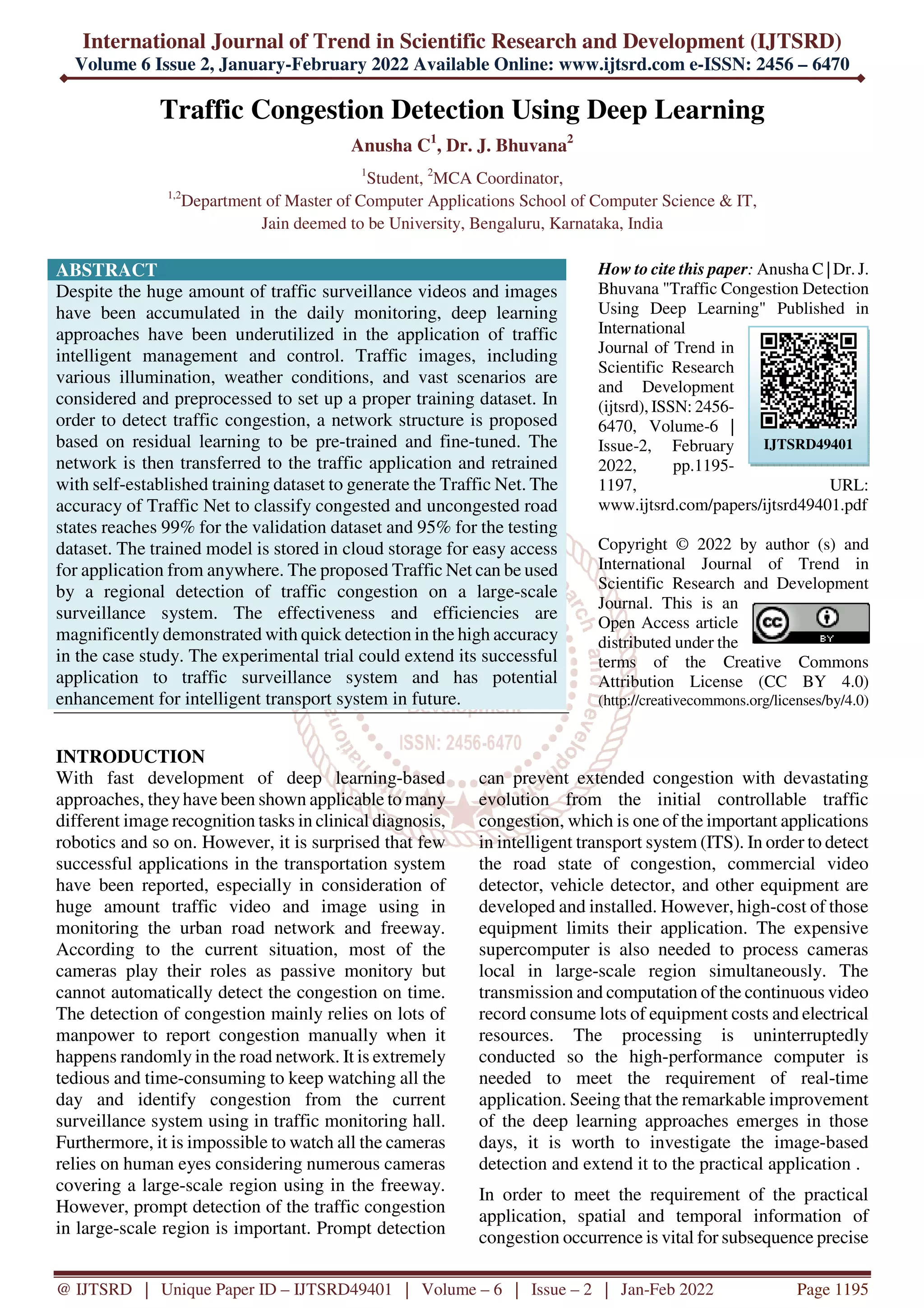 Traffic Congestion Detection Using Deep Learning Pdf