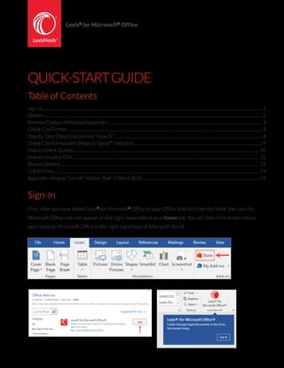 Lexis(R) for Microsoft(R) Office on Office 365 Quick Start Guide | PDF