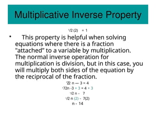 Properties of Equality, Identity, and Operations | PPT