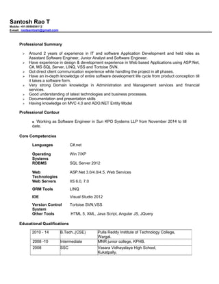 Santosh_CV2016 | DOC | Web Development | Internet