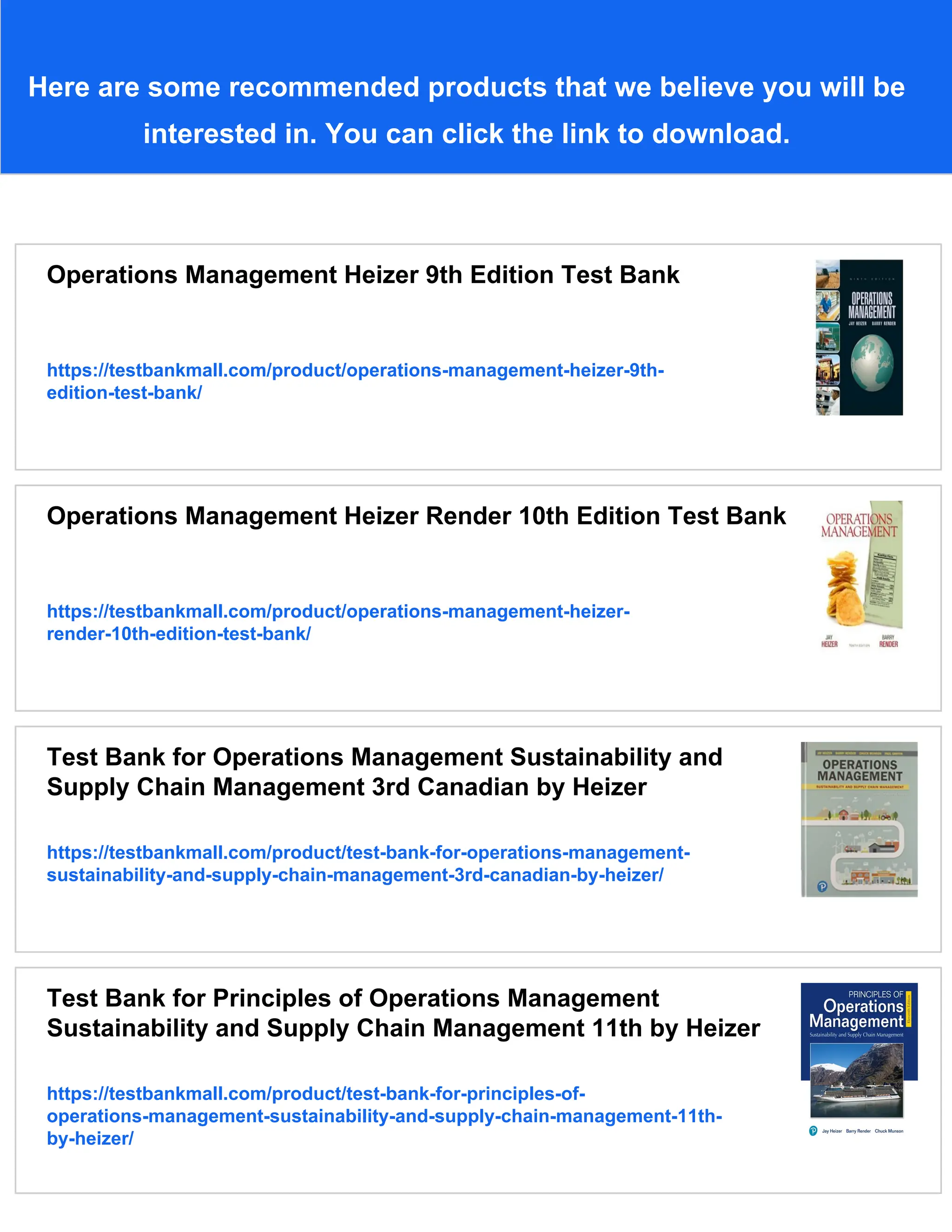 Test Bank for Operations Management 12th Edition by Heizer | PDF