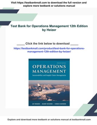 Test Bank for Operations Management 12th Edition by Heizer | PDF