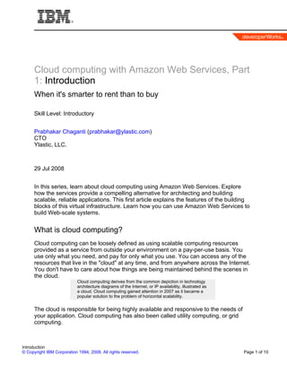 Cloud Computing With Amazon Web Services, Part 1: Introduction - When It's Smarter to Rent Than ...
