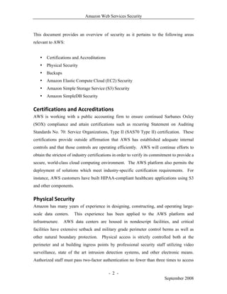 Amazon Web Services: Overview of Security Processes | PDF
