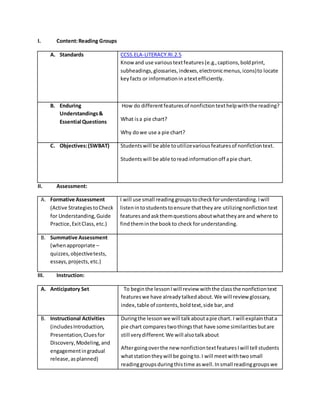 reading non fiction lesson | DOCX | Educational Assessment | Education