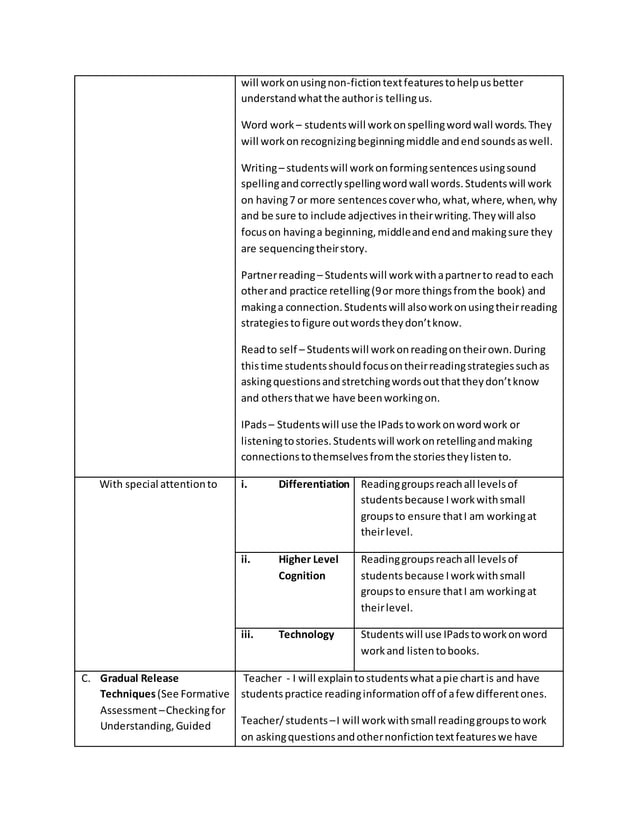 reading non fiction lesson | DOCX | Educational Assessment | Education
