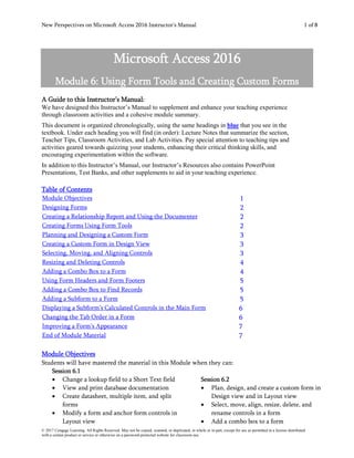 Comprehensive Guide to Microsoft Office 365 and Access 2016 ...