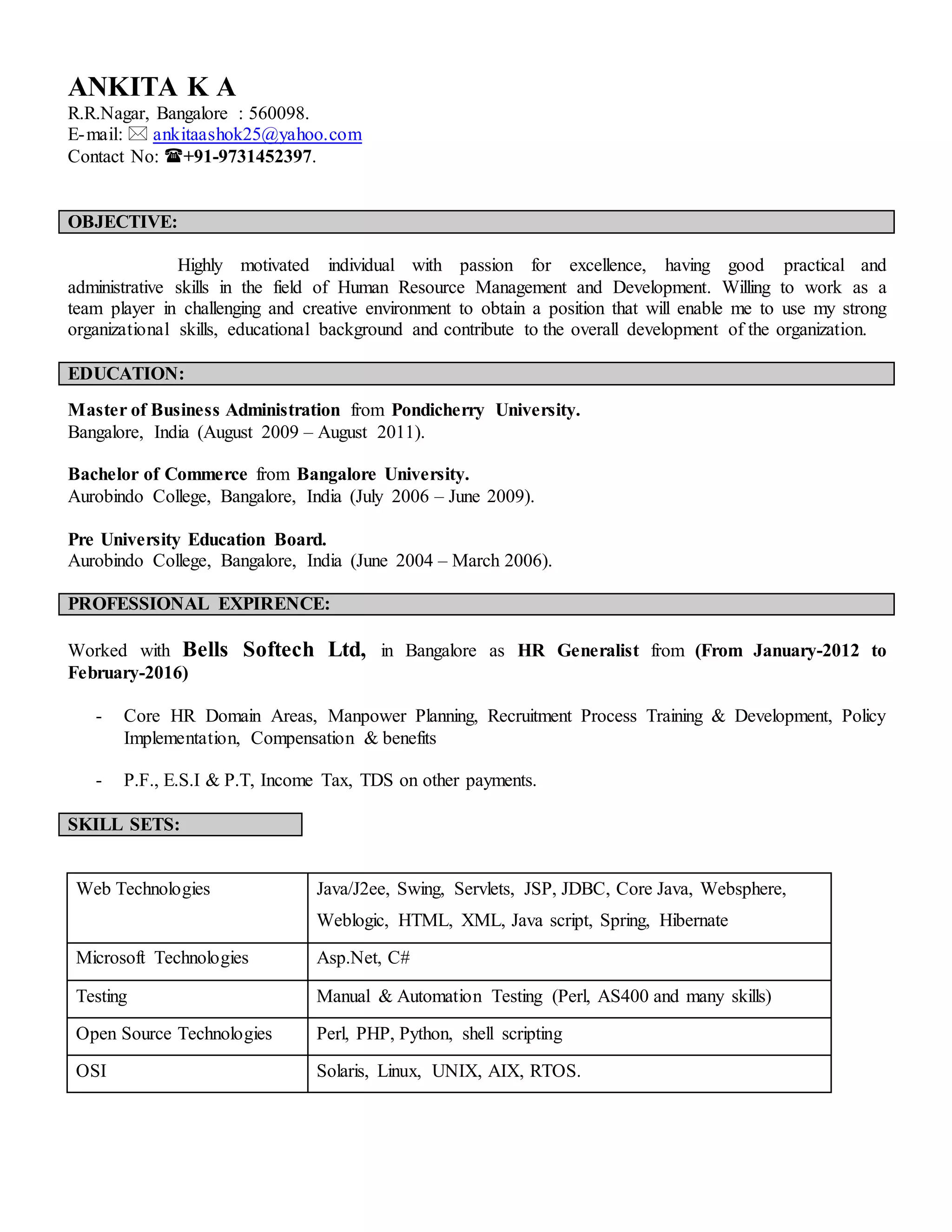 Ankita Resume (1) | PDF
