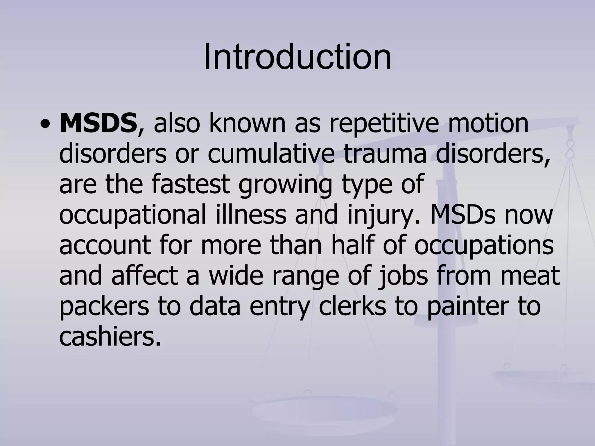 OSHA-Musculoskeletal Disorders | PPT | Physical Therapy | Wellness
