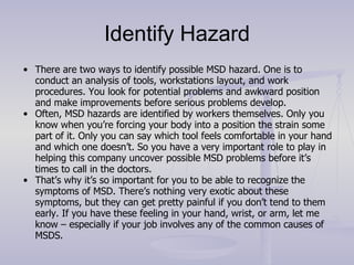 OSHA-Musculoskeletal Disorders | PPT | Physical Therapy | Wellness