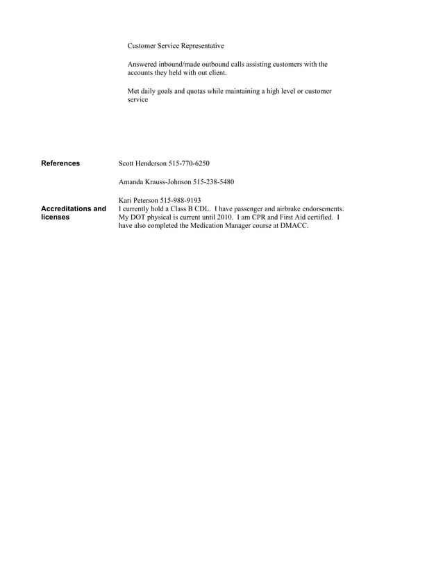 wendy resume | DOC | Commercial Trucks | Auto Body Styles