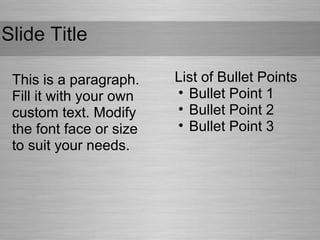 Copy of Brushed Metal Theme Presentation | PPT