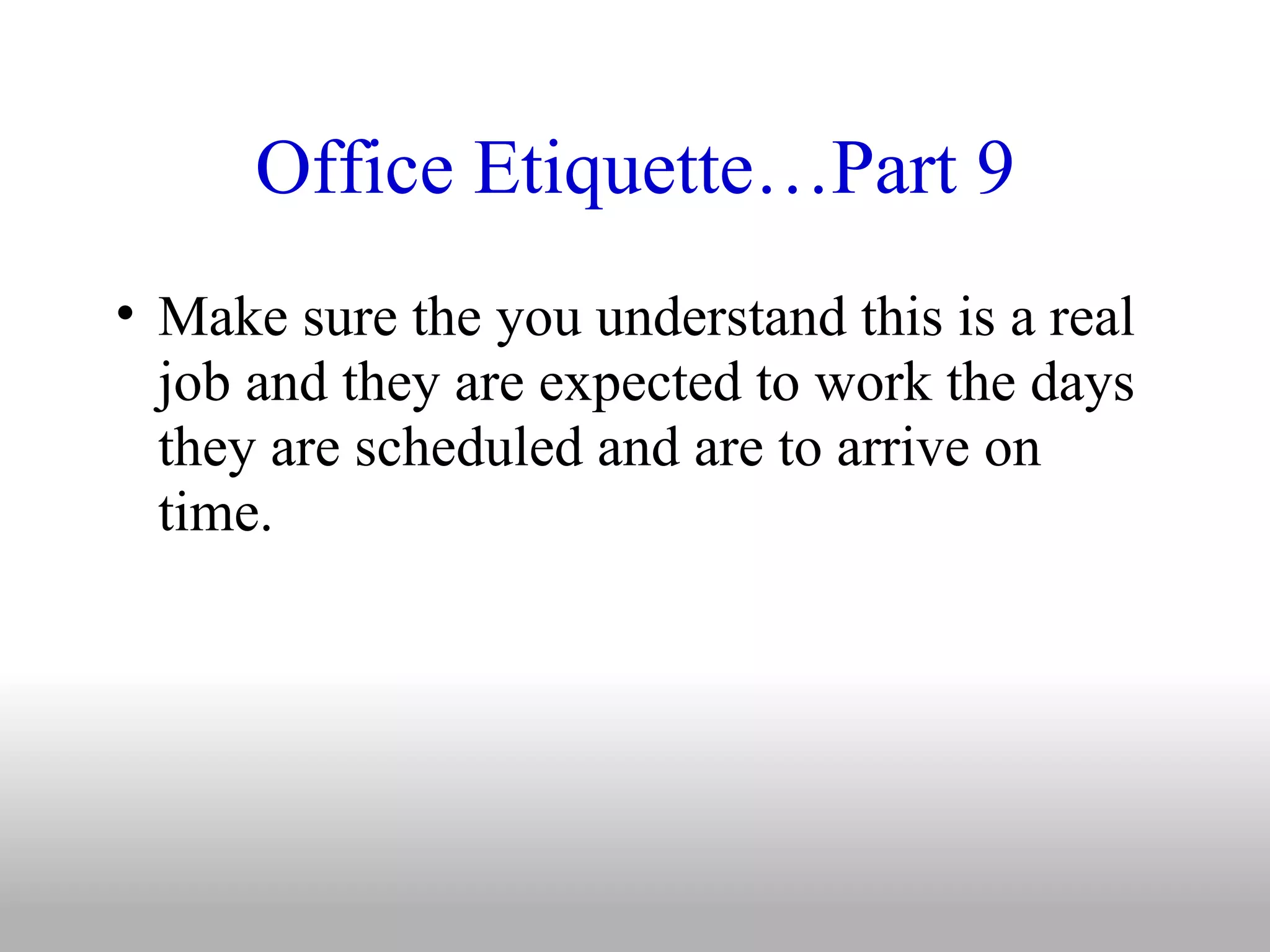 Office Etiquette for Employees | PPT
