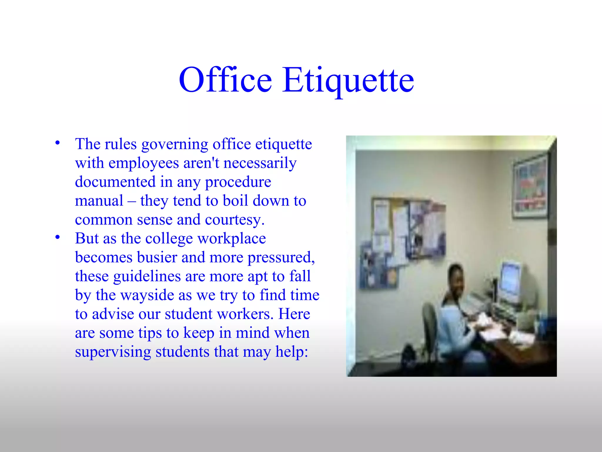 Office Etiquette for Employees | PPT