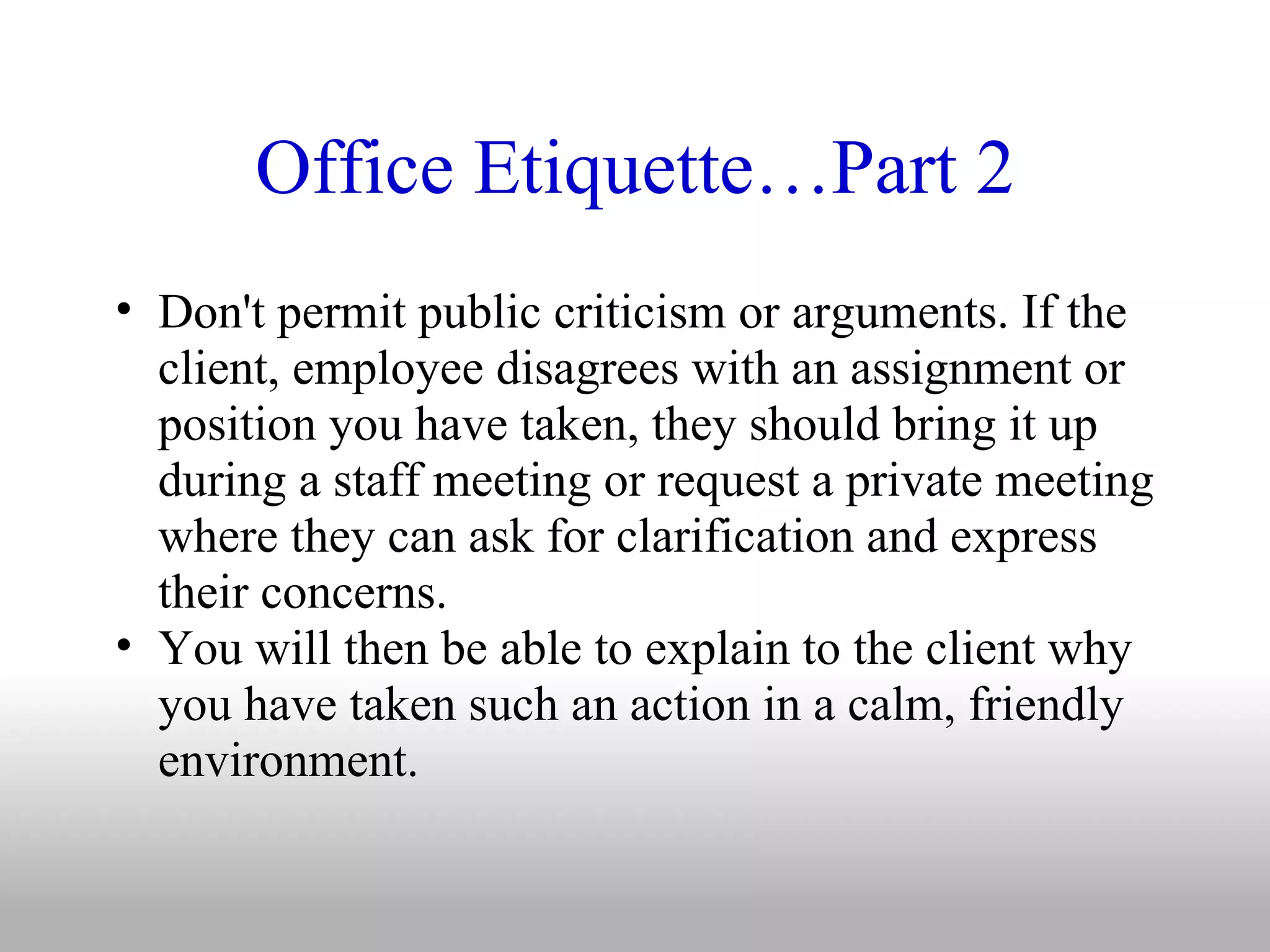 Office Etiquette for Employees | PPT