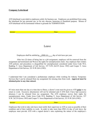 Employee Handbook Intitials and dates updated 5-28-09 | PDF