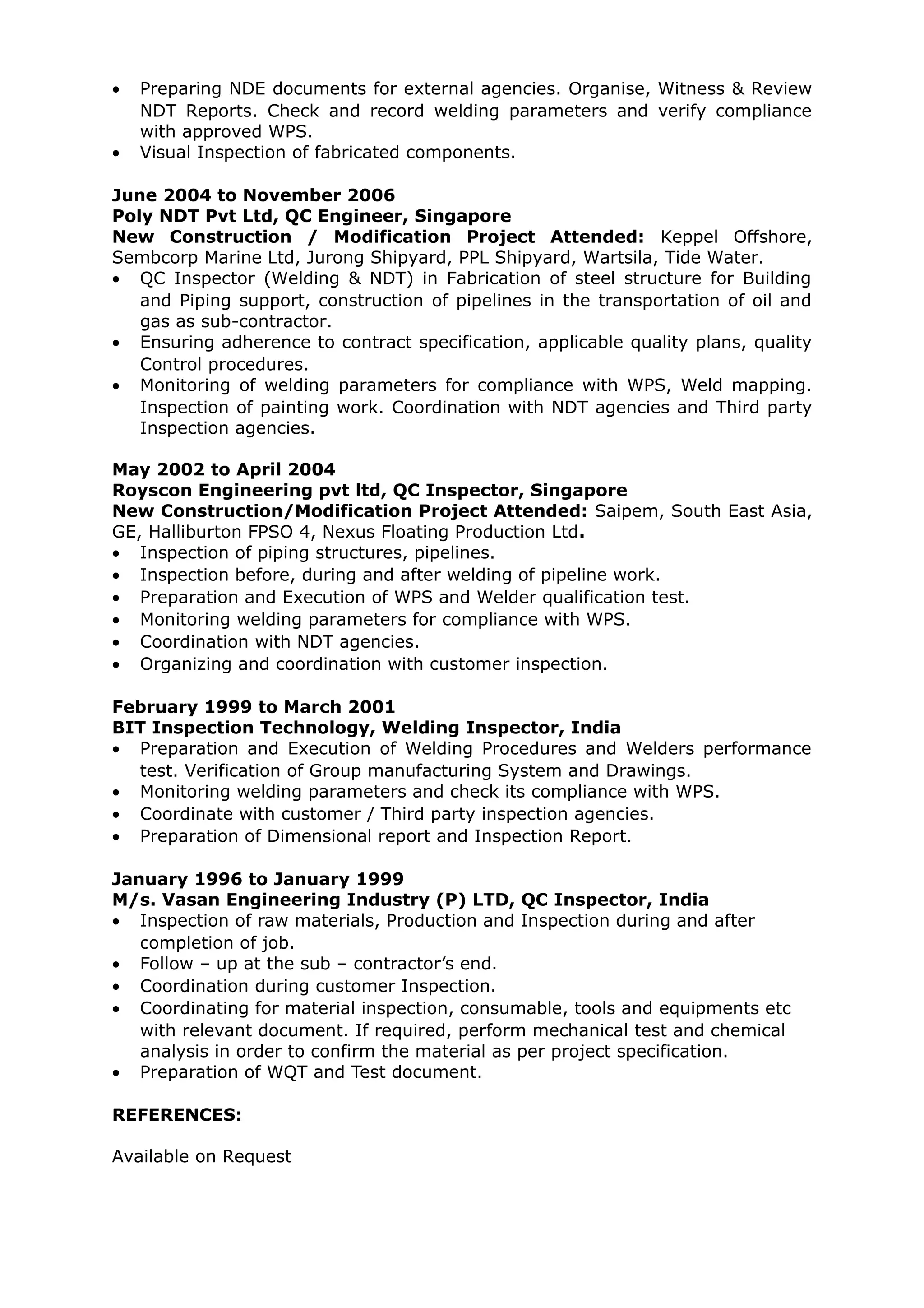 Ganesan Plant Inspector_CV | PDF